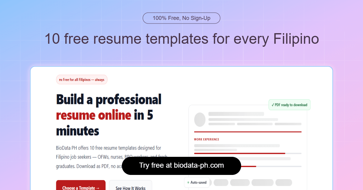 Bio Data Form Philippines 2026 | Free Fillable Template